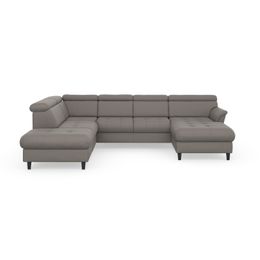 Sit & More Wohnlandschaft SIT & MORE "Marano U-Form", grau (grau 38), B:304cm T:216cm, 100% Polyester, Sofas, Wohnlandschaft, inklusive Kopfteilverstellung, wahlweise mit Bettfunktion, Bettkasten