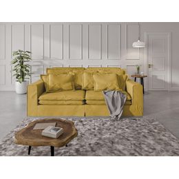 4-Sitzer Home Affaire "ALISSAS mit vielen Kissen, Biesen an den Kissen", gold, B:240cm H:94cm T:146cm, 92% Polyester, 8% Nylon, Sofas, Hussenoptik, mit kleinen Taschen an der Seite zum Verstauen