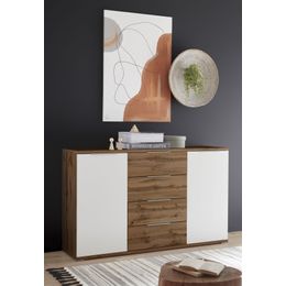 Kombikommode Schlafkontor "Capri" Sideboards Gr. B/H/T: 150 cm x 90 cm x 38 cm, 4, weiß (wildeichefarben, weiß) Kombikommoden mit Softclose-Funktion