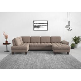 Sit & More Wohnlandschaft SIT & MORE "Westham U-Form", grau (taupe), B:338cm H:88cm T:172cm, 90% Polyester 10%Polyamid, Sofas, Wohnlandschaft, wahlweise mit Bettfunktion, Bettkasten, Sitztiefenverstellung