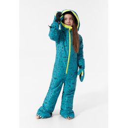 Schneeoverall WeeDo "COSMO UNIVERSE" Gr. 92/104, Normalgrößen, bunt (petrol neongelb) Jungen Overalls Schneeanzüge Verstärkte und gepolsterte Knie, Ellbogen, Handflächen Gesäß