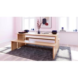 Esstisch WOODMAN "Stripe" Tische Gr. B/H/T: 160 cm x 75 cm x 90 cm, beige (natur, natur) Esstische rechteckig Holzfurnier aus Eiche