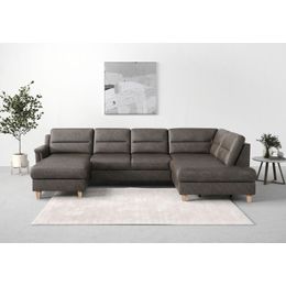 Sit & More Wohnlandschaft SIT & MORE "Far&ouml; U-Form", braun, B:325cm H:90cm T:187cm, Sofas, Wohnlandschaft, inklusive Federkern, wahlweise mit Bettfunktion und Bettkasten