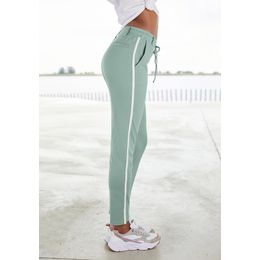 Jogger Pants Lascana Gr. 44, N-Gr, grün (mint) Damen Hosen Joggpants Track Pants mit sportlichen Seitenstreifen, Loungewear