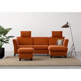 Ecksofa Home Affaire "Trelleborg L-Form", rosa (kupfer), B:249cm H:86cm T:162cm, 95% Polyester, 5% Polyamid, Sofas, Ecksofa, wahlweise mit Bettfunktion und Bettkasten, inkl. Federkern-Polsterung