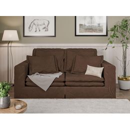 3-Sitzer Home Affaire "ALISSAS BIS mit vielen Kissen, Biesen an den Kissen", braun, B:196cm H:95cm T:108cm, 92% Polyester, 8% Nylon, Sofas, Hussen-Optik, kleine Taschen an der Seite zum Verstauen