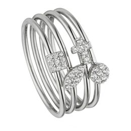 Fingerring Jobo "Ring mit 30 Zirkonia" Fingerringe Gr. 52, Silber 925 (Sterlingsilber), silberfarben (silber 925, weiß) Damen 925 Silber