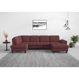 Sit & More Wohnlandschaft SIT & MORE "Westham U-Form", lila (chianti), B:338cm H:88cm T:172cm, 90% Polyester 10%Polyamid, Sofas, Wohnlandschaft, wahlweise mit Bettfunktion, Bettkasten, Sitztiefenverstellung