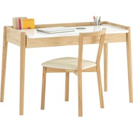 Schreibtisch WOODMAN "Feldbach" Tische Gr. B/H/T: 126 cm x 79 cm x 60 cm, braun (eichefarben, weiß) im schlichten skandinavischen Design