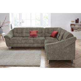 Sit & More Ecksofa SIT & MORE "Salsa L-Form", grau (taupe), B:264cm H:86cm T:244cm, Bedruckte Microfaser (100% Polyester);Luxus-Microfaser ALTARA NUBUCK (100% Polyester);Struktur (100% Polypropylen), Sofas, Ecksofa, mit Federkern, wahlweise mit Bettfunktion