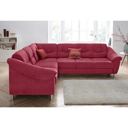 Sit & More Ecksofa SIT & MORE "Salsa L-Form", rot (bordeaux), B:264cm H:86cm T:244cm, Bedruckte Microfaser (100% Polyester);Luxus-Microfaser ALTARA NUBUCK (100% Polyester);Struktur (100% Polypropylen), Sofas, Ecksofa, mit Federkern, wahlweise mit Bettfunktion