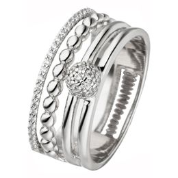 Fingerring Jobo Gr. 52, silber (silber 925), Fingerringe, Damen, 52, Silber 925 (Sterlingsilber), Fingerring, 925 Silber mit 41 Zirkonia