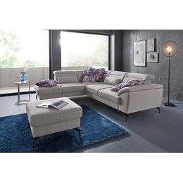 Sit & More Ecksofa SIT & MORE "Percy L-Form", grau, B:270cm H:80cm T:235cm, Sofas, Ecksofa, 15 cm Fu&szlig;h&ouml;he, Sitztiefenverstellung, wahlweise in 2 Fu&szlig;farben