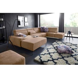 Sit & More Wohnlandschaft SIT & MORE "Gizeh U-Form", braun (machiato), B:340cm T:230cm, Sofas, Wohnlandschaft, 15 cm Fu&szlig;h&ouml;he, inklusive Sitztiefenverstellung und Kopfteilverstellung