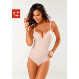 Push-up-Body Lascana Gr. 80, Cup C, beige (puder) Damen Bodies für ein tolles Dekolleté aus seidiger Microfaser, Basic Dessous