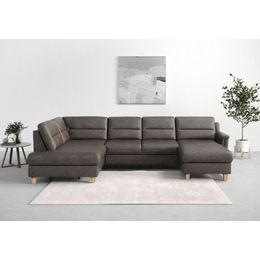 Sit & More Wohnlandschaft SIT & MORE "Far&ouml; U-Form", braun, B:325cm H:90cm T:187cm, Sofas, Wohnlandschaft, inklusive Federkern, wahlweise mit Bettfunktion und Bettkasten