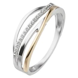 Goldring Jobo Fingerringe Gr. 50, Gelbgold 333-Weißgold 333, goldfarben (gelbgold 333) Damen Fingerringe 333 Gold bicolor mit Zirkonia