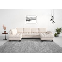 Sit & More Wohnlandschaft SIT & MORE "Westham U-Form", beige (creme), B:338cm H:88cm T:172cm, 100% Polyester, Sofas, Wohnlandschaft, wahlweise mit Bettfunktion, Bettkasten, Sitztiefenverstellung