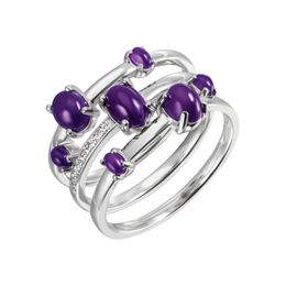 Fingerring Jobo Fingerringe Gr. 52, Silber 925 (Sterlingsilber), lila (lila, lila) Damen breit 925 Silber mit Amethyst und Zirkonia