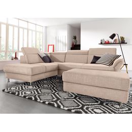 Sit & More Ecksofa SIT & MORE "Avignon L-Form", beige, B:269cm H:97cm T:228cm, Struktur fein ( 100% Polyester);Struktur (100% Polyester);Struktur grob ( 100% Polypropylen), Sofas, Ecksofa, inklusive Kopfteilverstellung, wahlweise mit Bettfunktion