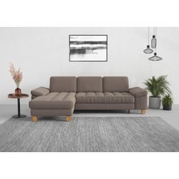 Sit & More Ecksofa SIT & MORE "Westham L-Form", grau (taupe), B:275cm H:88cm T:172cm, 90% Polyester 10% Polyamid, Sofas, Ecksofa, mit Recamiere, mit oder ohne Bettfunktion, Bettkasten, F&uuml;&szlig;e Eiche