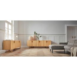 Wohnlandschaft Andas "Nordfyn U-Form", grau, B:323cm H:81cm T:239cm, Luxus-Microfaser Lederoptik (100% Polyester);Struktur weich (100% Polyester);100% NaturLEDER, Sofas, edles Design in 3 Bezugsqualitäten, Design by Morten Georgsen