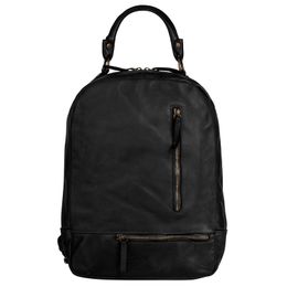 Cityrucksack Samantha Look Gr. B/H/T: 27 cm x 36 cm x 13 cm, schwarz Rucksäcke echt Leder, Made in Italy