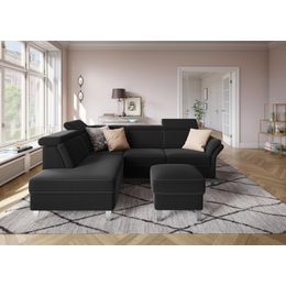 Sit & More Ecksofa SIT & MORE "Vincenzo L-Form", schwarz, B:245cm H:84cm T:193cm, Sofas, Ecksofa, inklusive Kopfteilverstellung, wahlweise mit Bettfunktion, Bettkasten