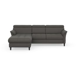 Sit & More Ecksofa SIT & MORE "Marano L-Form", grau (grau 94), B:257cm T:166cm, 100% Polyester, Sofas, Ecksofa, inklusive Kopfteilverstellung, wahlweise mit Bettfunktion, Bettkasten