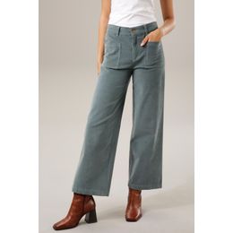 Cordhose Aniston CASUAL Gr. 36, N-Gr, blau (petrol) Damen Hosen Cordhosen in angesagter Hight-waist-Form