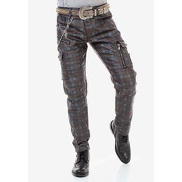 Cipo & Baxx Straight-Jeans CIPO & BAXX Gr. 30, Länge 32, blau (blau, grau) Herren Jeans mit lässigem Karomuster