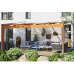 Skan Holz Terrassendach SKANHOLZ "Novara" Terrassenüberdachungen Gr. B/H/T: 557 cm x 280 cm x 309 cm, farbig lasiert, braun (eichehell) Überdachungen BxT: 557x309 cm