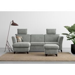 Ecksofa Home Affaire "Trelleborg L-Form", silber, B:249cm H:86cm T:162cm, 100% Polyester, Sofas, Ecksofa, wahlweise mit Bettfunktion und Bettkasten, inkl. Federkern-Polsterung
