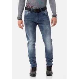 Cipo & Baxx Straight-Jeans CIPO & BAXX Gr. 29, Länge 32, blau Herren Jeans in stilvollem Cord-Design