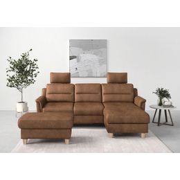 Sit & More Ecksofa SIT & MORE "Far&ouml; L-Form", braun (cognac), B:234cm H:90cm T:168cm, Sofas, Ecksofa, inklusive Federkern, wahlweise mit Bettfunktion und Bettkasten