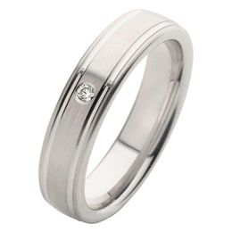 Trauring Firetti "Schmuck Geschenk Hochzeit Ehering "LIEBE"" Fingerringe Gr. 19, mit Zirkonia, Silber 925 (Sterlingsilber), 5 mm, silberfarben (silberfarben, kristallweiß) Made in Germany, wahlweise mit oder ohne Zirkonia