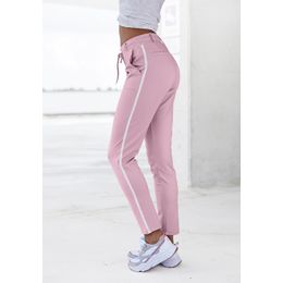 Jogger Pants Lascana Gr. 40, N-Gr, rosa (altrosa) Damen Hosen Joggpants Track Pants mit sportlichen Seitenstreifen, Loungewear