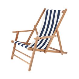 Jan Kurtz - Maxx Deckchair Teakholz, Bezug Designers Guild Streifen dunkelblau