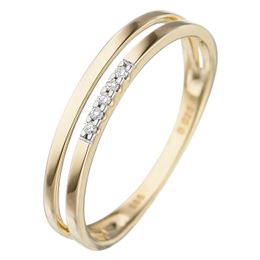 Diamantring Jobo Fingerringe Gr. 50, P1 = bei 10-facher Vergrößerung erkennbare Einschlüsse, Gelbgold 585-Diamanten, gelb (gelbgold 585) Damen Diamantringe 585 Gold mit 5 Diamanten