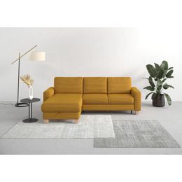 Ecksofa Home Affaire "Summer L-Form", gelb (mustard), B:249cm H:91cm T:164cm, 100% Polyester, Sofas, Ecksofa, mit Recamiere, mit oder ohne Bettfunktion und Bettkasten, Cord-Bezug