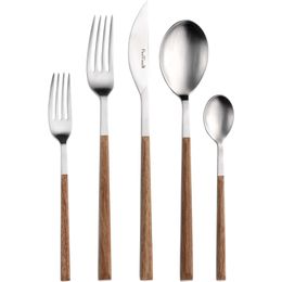 Pinti Inox Besteck-Set PINTINOX "Sushi" Essbesteck-Sets Gr. 30 tlg., braun (edelstahlfarben, nussbaumfarben) Besteckgarnituren Satiniert mit Kunststoffgriff in Holz-Optik