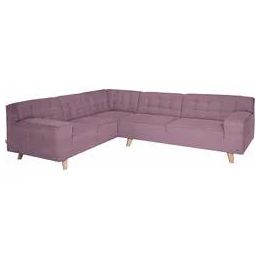 Ecksofa Tom Tailor HOME "NORDIC CHIC" Sofas Gr. B/H/T: 269cm x 77cm x 226cm, Vintage Webstoff TUS, langer Schenkel rechts, lila (soft purple tus 38) im Retrolook, Füße Buche natur