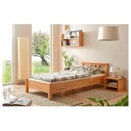 Massivholzbett Ticaa "Merci", beige (buche massiv natur geölt), Liegefläche B/L: 90cm x 200cm, kein Härtegrad, ohne Matratze, Betten, in diversen Breiten, Buche