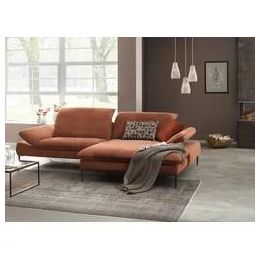 Ecksofa W.Schillig "enjoy&MORE" Sofas Gr. B/H/T: 294cm x 87cm x 185cm, Schlingenpolgewebe W82, Recamiere rechts, mit Kopfteilverstellung-mit Armlehnenverstellung-mit Sitztiefenverstellung, orange (living coral w82) in Living coral, Füße schwarz pulverbeschichtet, Breite 294 cm