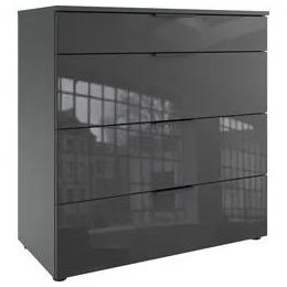 Schubkastenkommode wimex "Level36 black C by fresh to go" Sideboards Gr. B/H/T: 81cm x 84cm x 41cm, 4 St., grau (graphit/ glas grey) mit Glaselementen auf der Front, soft-close Funktion, 81cm breit