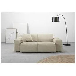 2-Sitzer Andas "Glimminge auch in Breitcord + Feincord Easy care-Bezug" Sofas Gr. B/H/T: 194cm x 71cm x 101cm, Bouclé, beige (sand) besondere Kedernähte,, Zierkissen