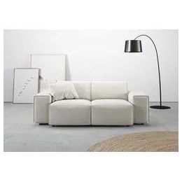 2-Sitzer Andas "Glimminge auch in Breitcord + Feincord Easy care-Bezug" Sofas Gr. B/H/T: 194cm x 71cm x 101cm, Chenille-Struktur, silberfarben (silber) besondere Kedernähte,, Zierkissen