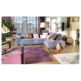 Ecksofa Tom Tailor HOME "NORDIC CHIC" Sofas Gr. B/H/T: 249cm x 77cm x 181cm, Vintage Webstoff TUS, Ottomane rechts, mit Sitztiefenverstellung-ohne Nackenstütze, braun (brown tus 4) mit Ottomane, wahlweise Sitzvorzug, Füße Buche natur