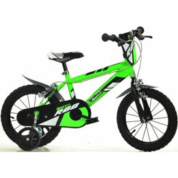 Kinderfahrrad DINO "Jungenfahrrad" Gr. 25, grün, Fahrräder, Kinder, 25cm, 14 Zoll (35,56cm), mit Stützrädern und Frontschild
