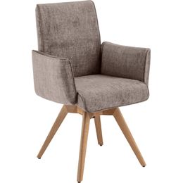 K+w Komfort & Wohnen Drehstuhl K+W KOMFORT & WOHNEN, braun (lightbraun 75, asteiche natur), B:61cm H:91cm T:62cm, Stühle, Drehstuhl Esszimmerstuhl, Armlehnenstuhll mit 360 Drehfunktion massives Holzuntergestell